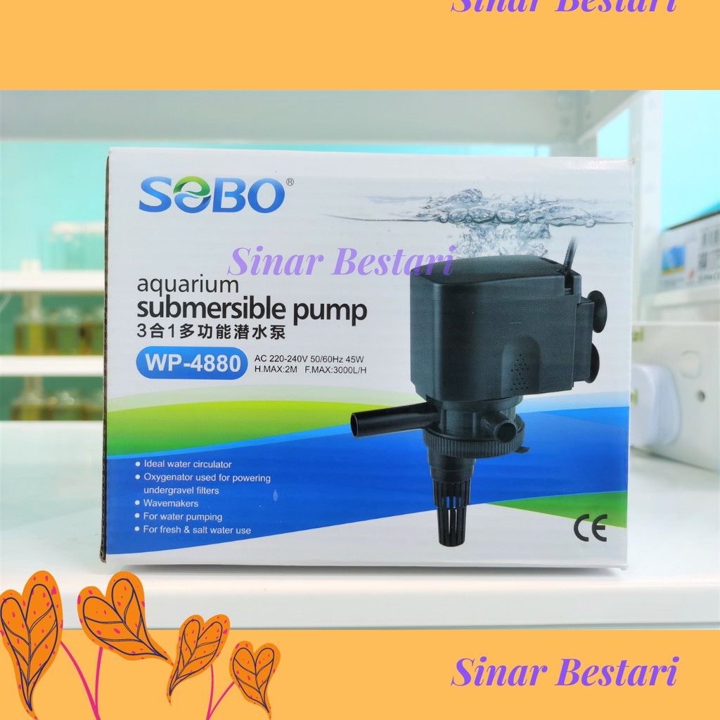 Sobo WP-4880 Submersible Filter Pump Aquarium 3 in 1 Water Pam Top ...