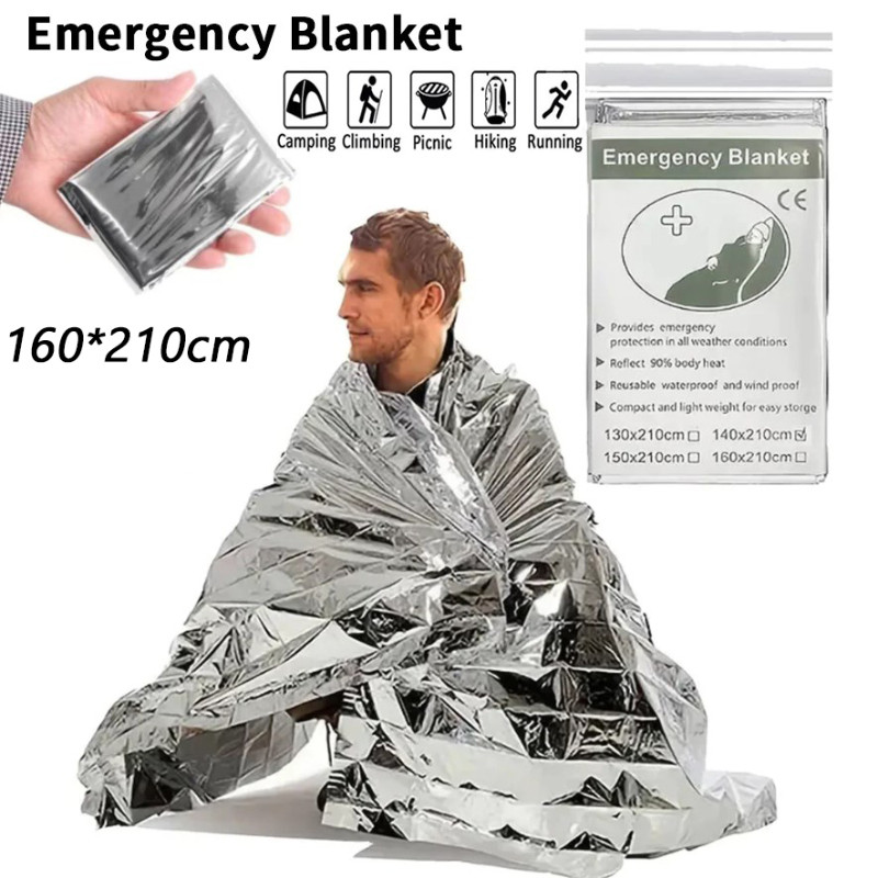Emergency Blanket Camping Outdoor Safety Keep Warm Wind Proof First Aid ...