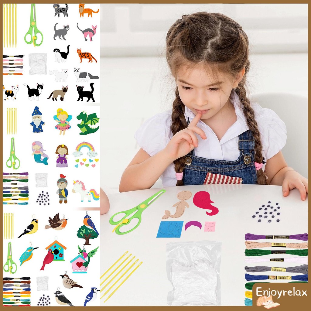 8/12Pcs Animal Sewing Craft Kit Felt Sewing Animal Craft Set Fun Animal ...
