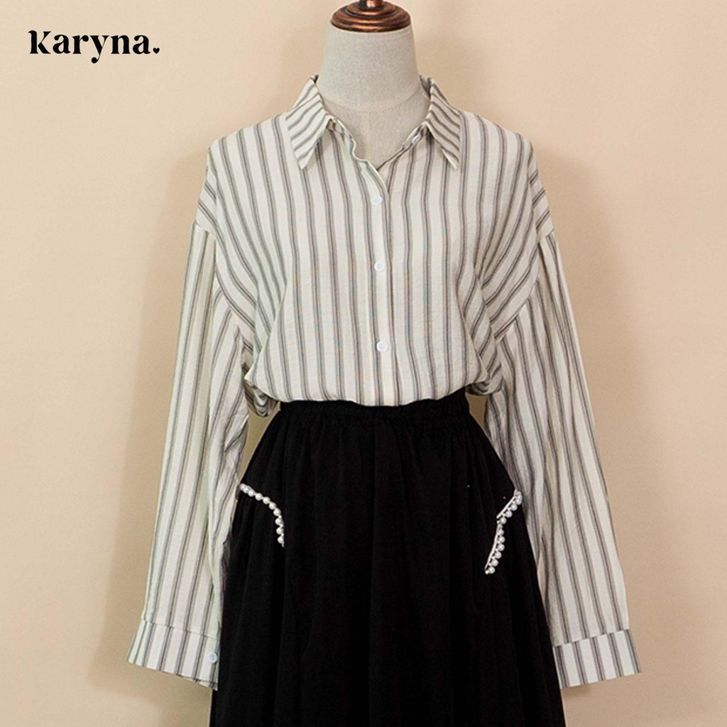 KARYNA I Vertical Line Shirt Collection Collar Button Long Sleeve ...