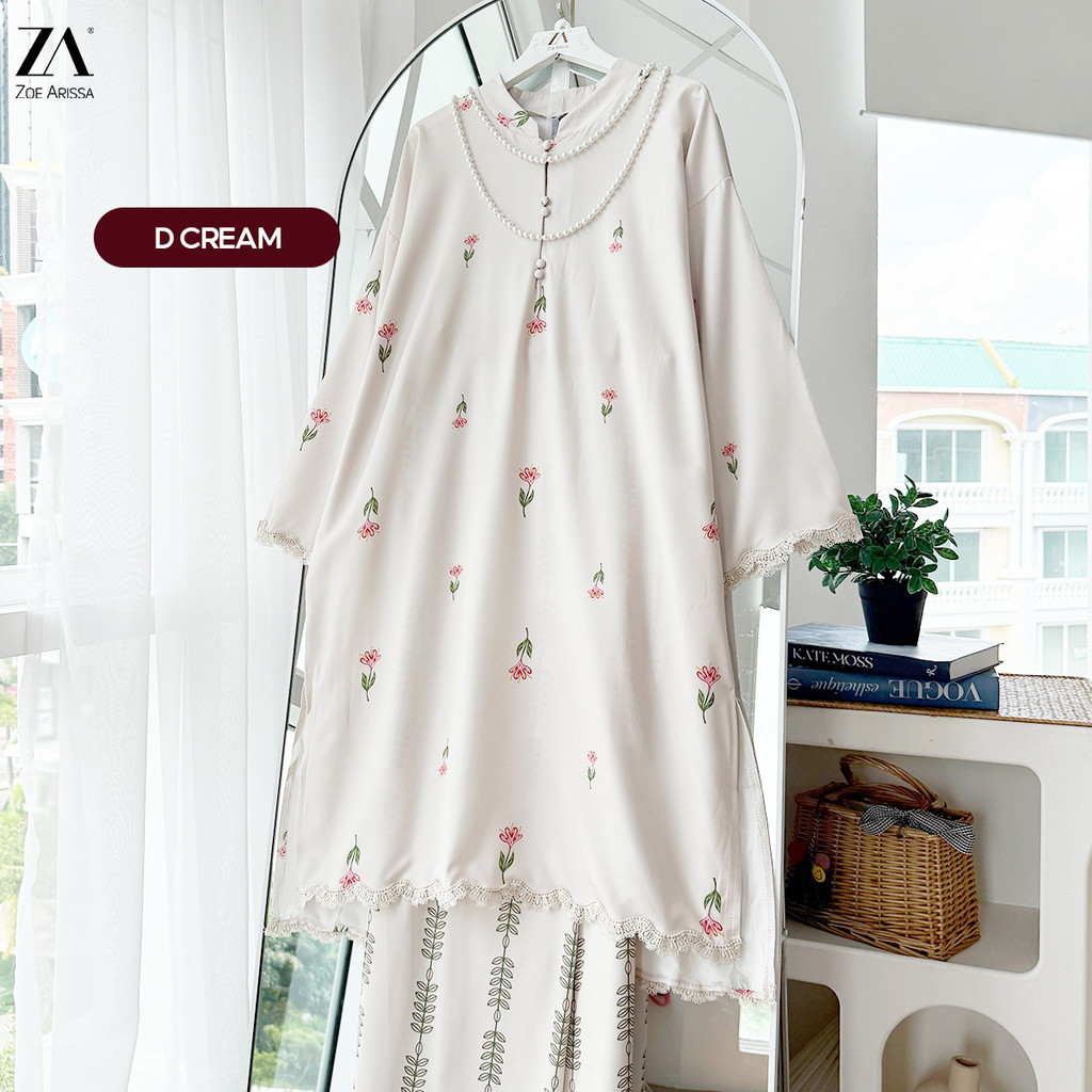 Zoe Arissa Handini Kurung Moden Loose Cutting Labuh Floral Lace ...