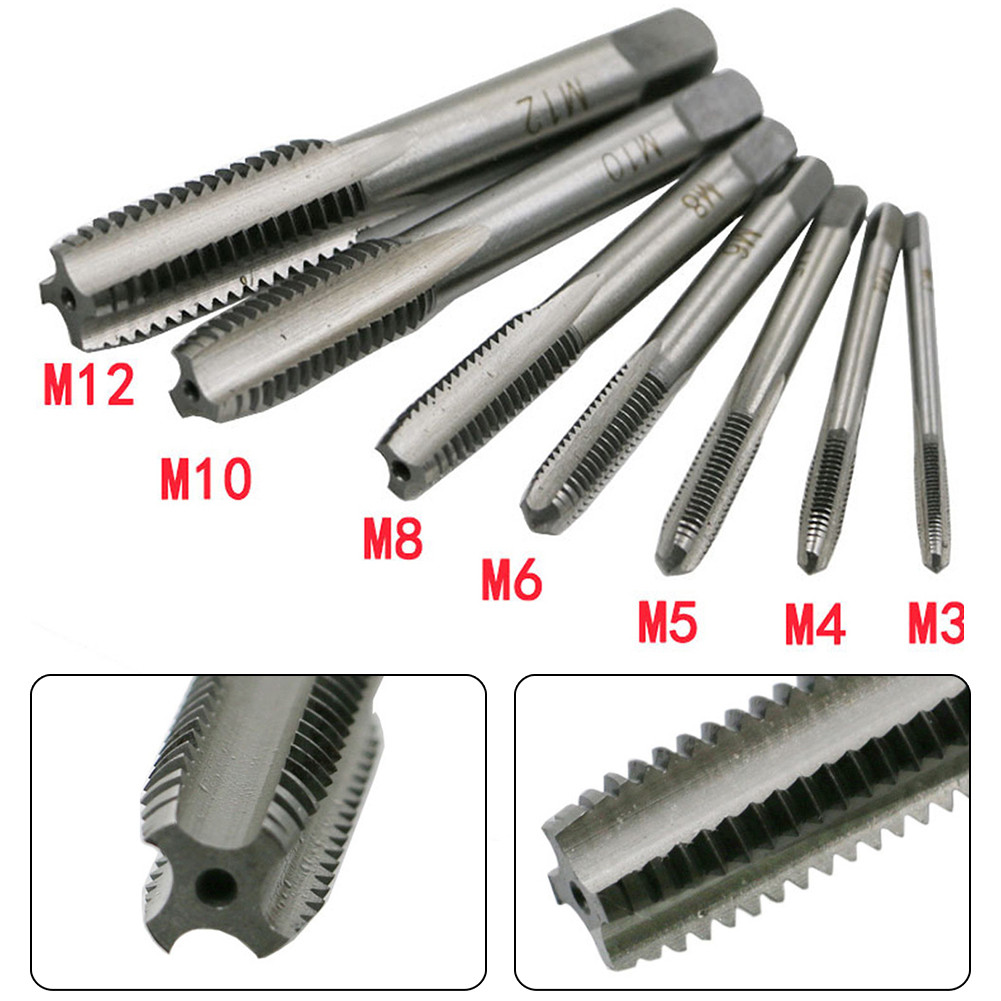 7Pcs M3- HSS Metric Straight Fluted Screw Thread Tap Drill Bits Set ...