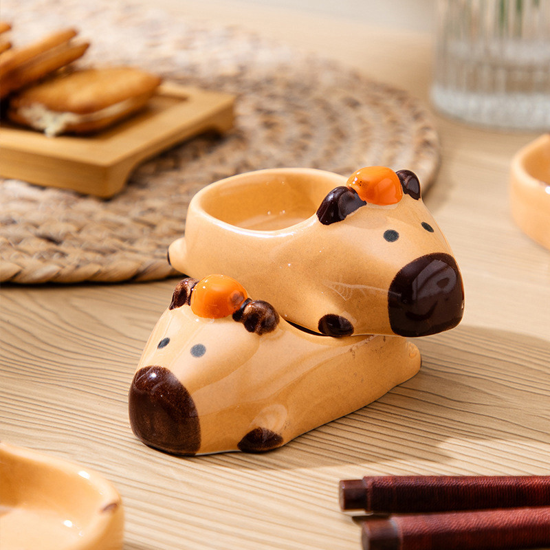 Ntmy Capybara Cartoon Ceramic Seasoning Hot Pot Dish - Unique 3D Shape ...