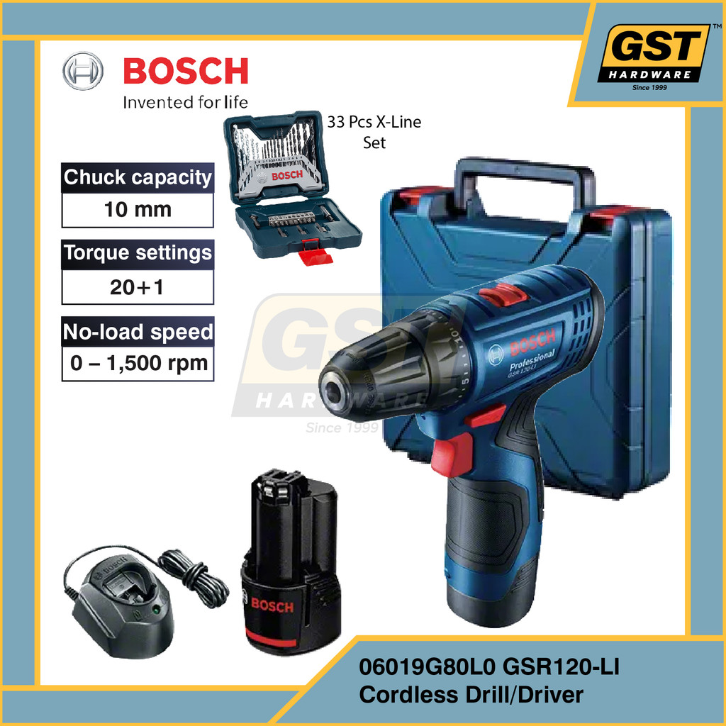Bosch GSR120-LI GEN 2 Cordless Drill Screwdriver 2.0AH 06019G80L0 ...