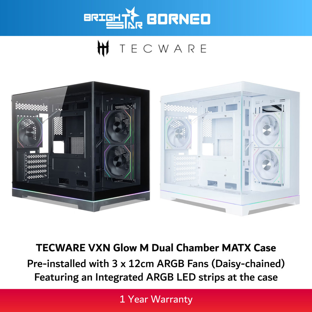 TECWARE VXN Glow M Dual Chamber MATX Case - Black/White | Shopee Malaysia