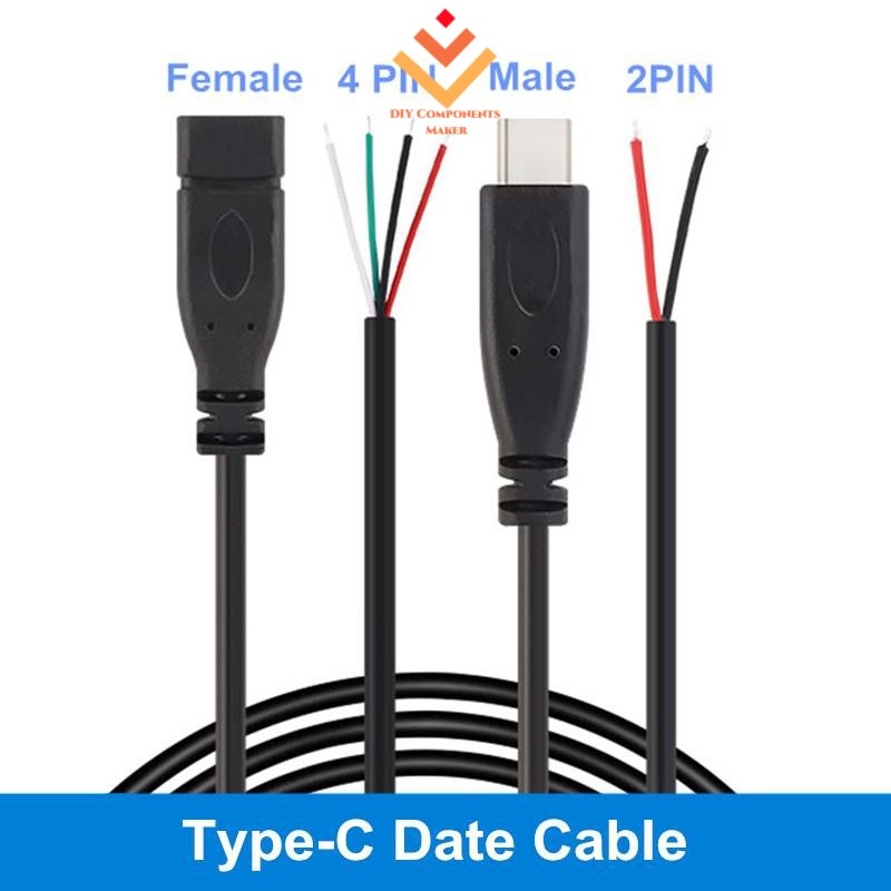 2 Pin 4 Pin Type C Male Female To Bare Open End Cable 2 Core 4 Cores ...
