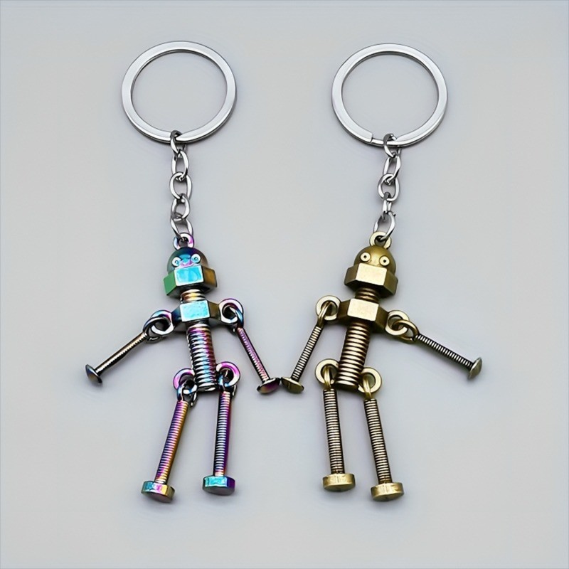 1pcs Vintage Movable Screw Robot keychain Multicolor Metal Robot ...