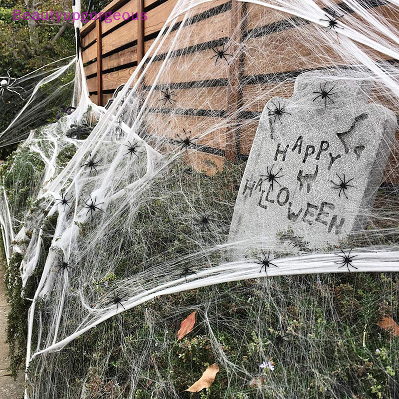 Beautyupgorgeous Halloween Decorations Artificial Spider Web Super ...