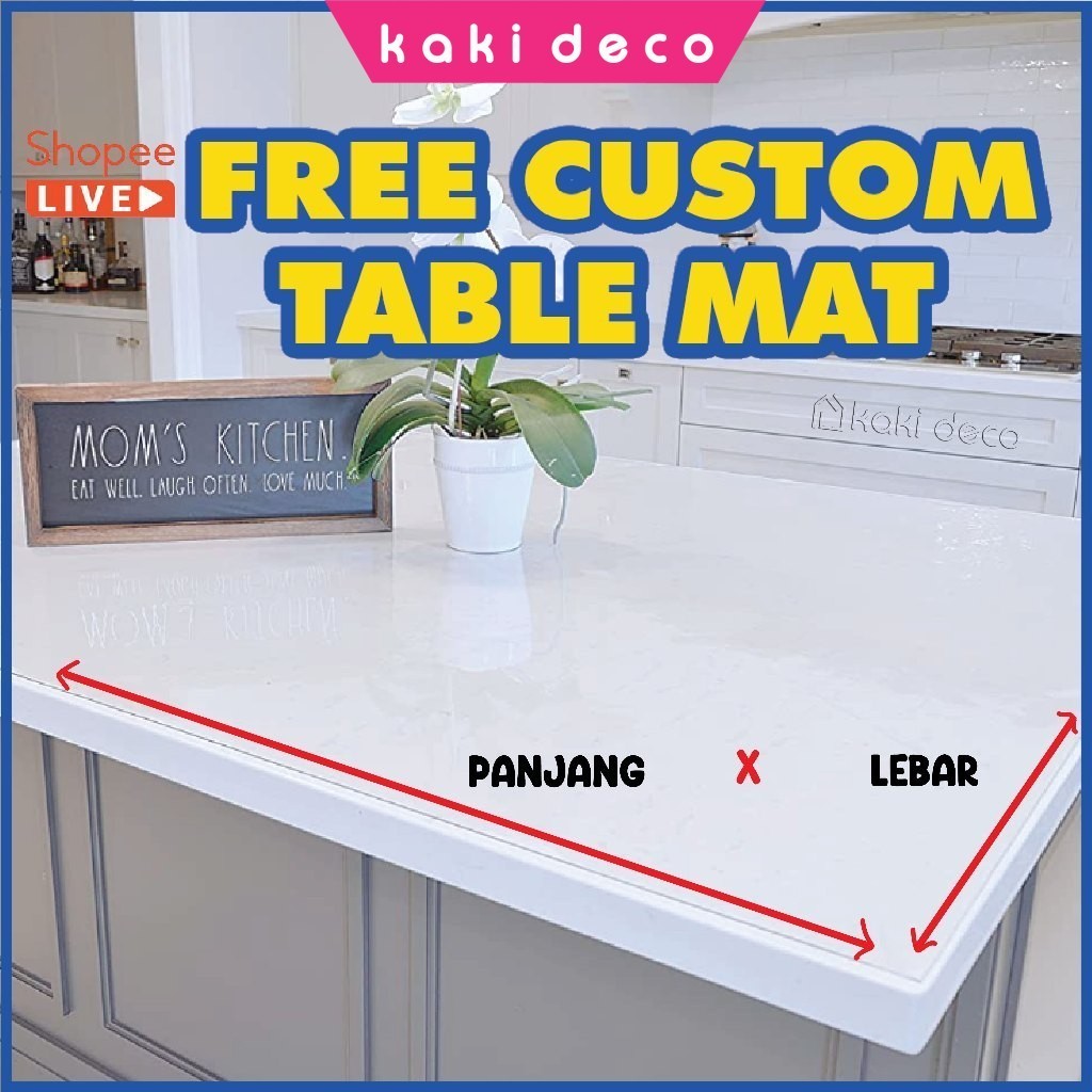 KakiDeco 🎦FREE CUSTOM PVC Mat Table Cloth Water Proof Table Cover Kain ...