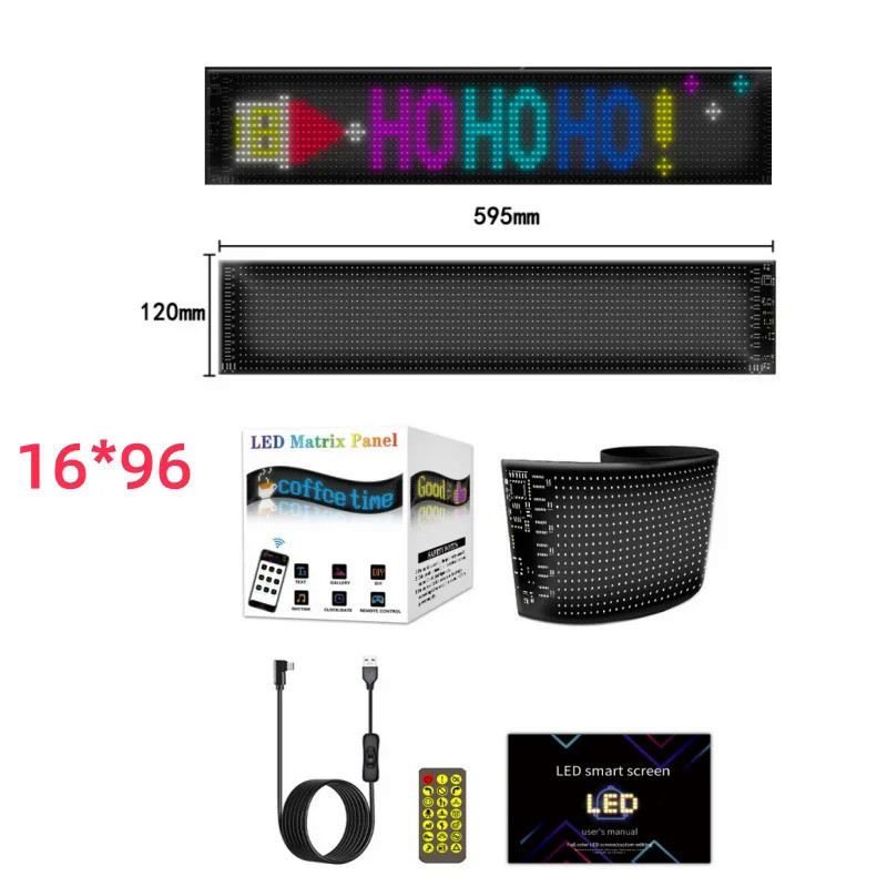LED Pixel Soft Display Scrolling Led Matrix Panel 16*96 USB 5V ...