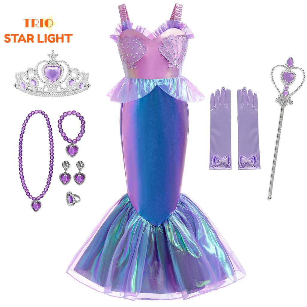 Mermaid Princess Dress Girls Birthday Party Mermaid Costume Kids ...