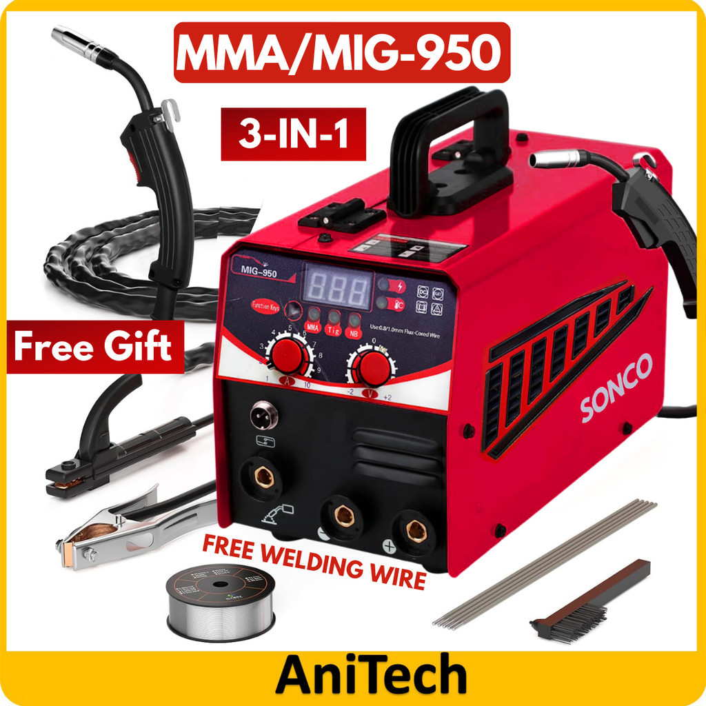 SONCO MIG Welding Machine Gasless MIG/MMA 3IN1 Portable Inverter IGBT ...