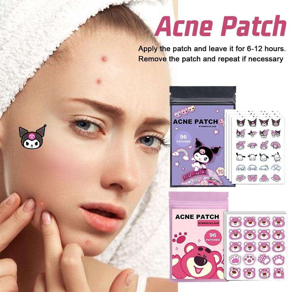 96pcs Cartoon Cute Kuromi Strawberry Bear Shaped Acne Patch ...