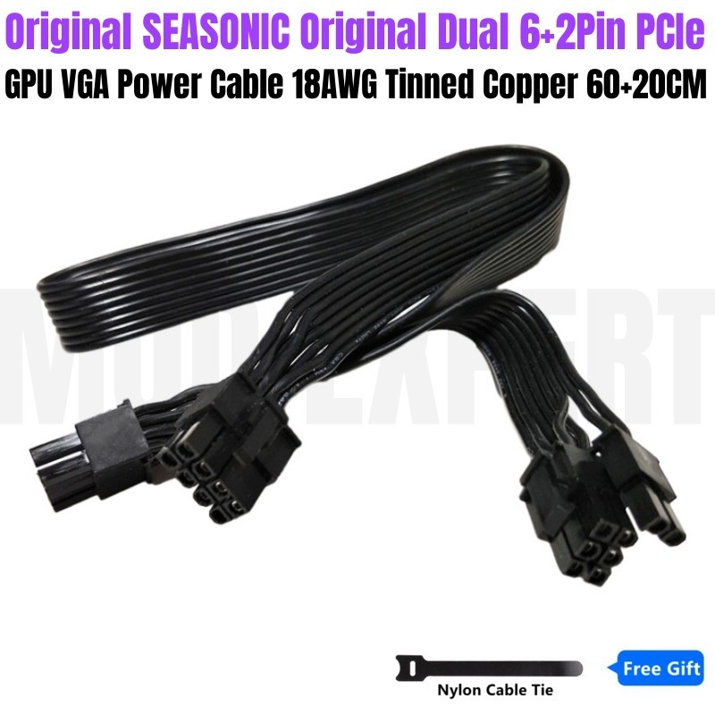 Original 8Pin to Dual 8Pin 6+2Pin PCIe VGA Graphics Card Power Cable ...