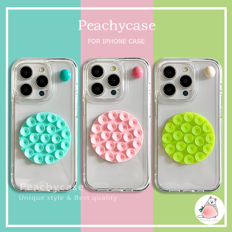 Creative Colorful Round Suction Cup Phone Case Compatible for iPhone 15 ...
