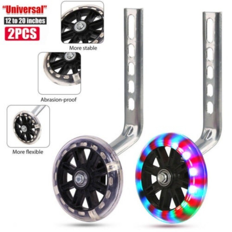Universal Balance Training Wheels Durable Adjustable 12-20 Inches LED ...