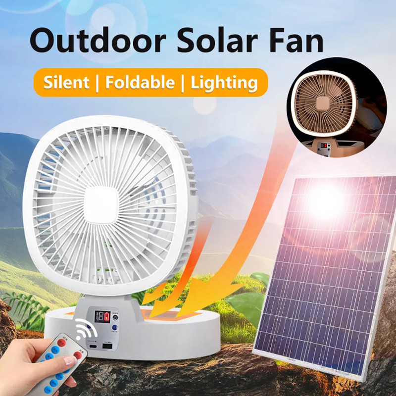 2024 New Cooling Fan Solar Fan Outdoor 5000mAh Rechargeable Wireless ...