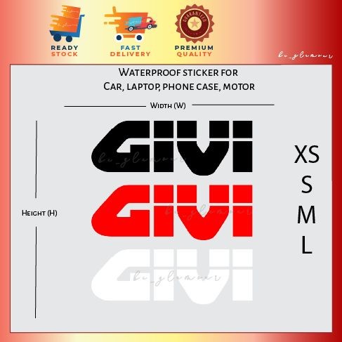 GIVI logo Sticker Reflective stiker topbox kereta motor car bmx bicycle ...