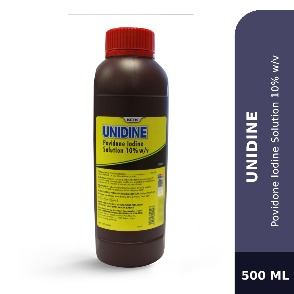 UNIDINE Povidone Iodine Solution 10% 500ml for Disinfectant and ...