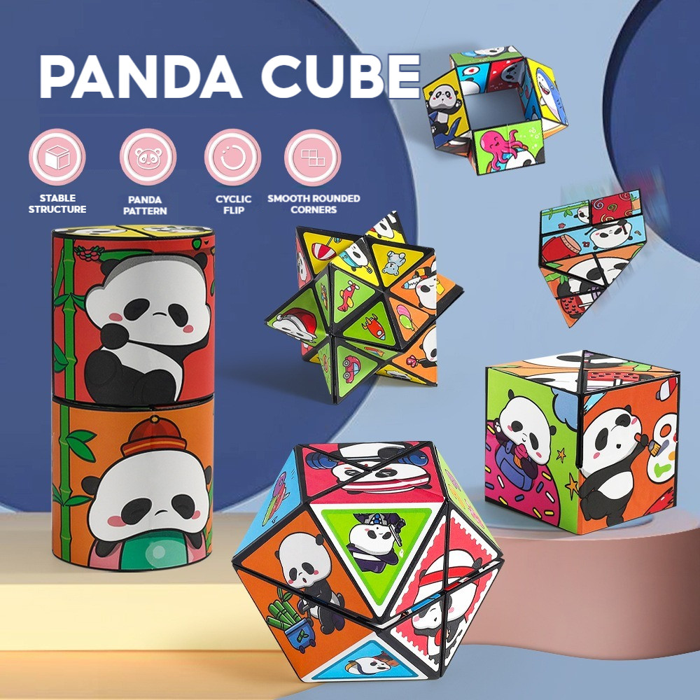 Magic Cube Cute Panda Theme Kids Puzzle Geometric Cube Infinite Flip ...