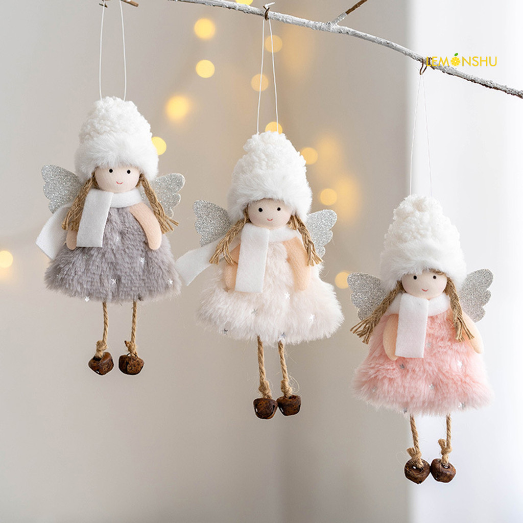 (lemonshu)Christmas Angel Plush Doll Glitter Wing Plush Hat Dress ...