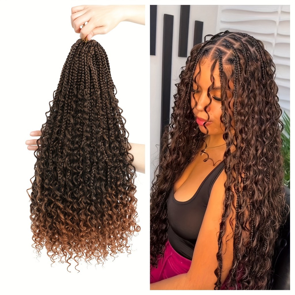 22 Inch 1 Pack Goddess Box Braids Hair Bohemian Box Braids Curly Ends ...