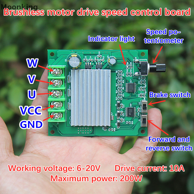 NEW 200W DC Brushless Motor Driver Control Board DC 6-20V Motor ...