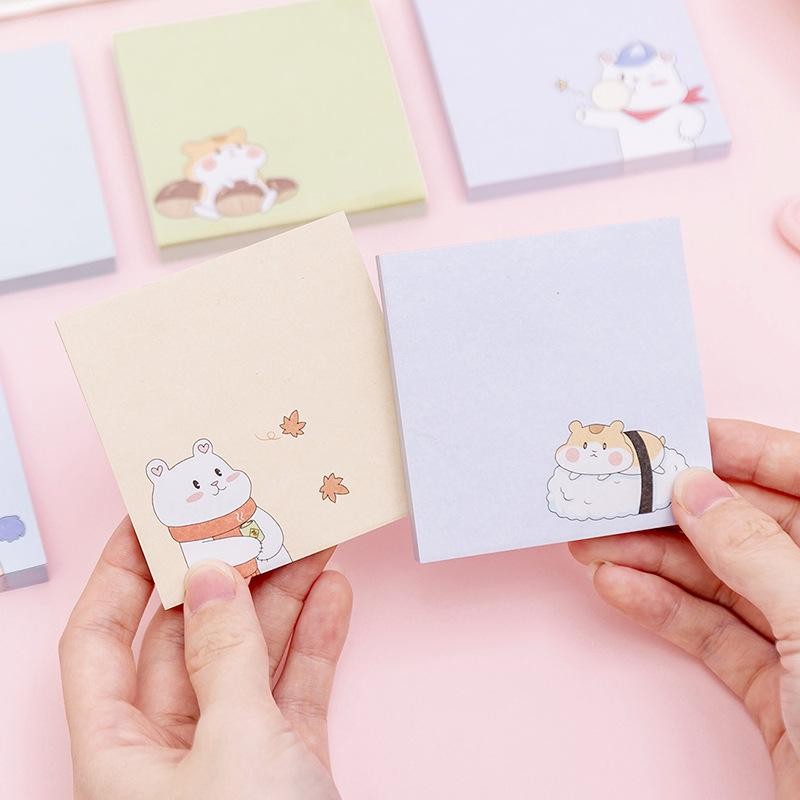 Hamster & Cute White Bear Note Paper with Adhesive (80 pages) | Shopee ...