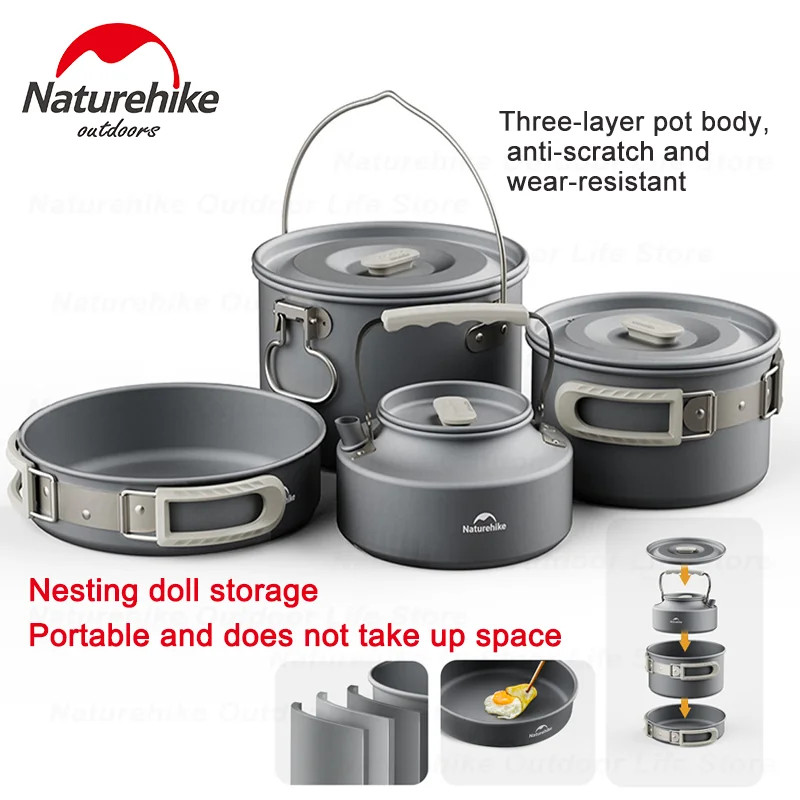 Naturehike Camping Cookware Set Outdoor Pot Tableware Kit Cooking Water ...