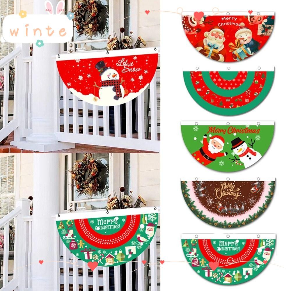 WINTE Christmas Fan-Shaped Banner, Polyester Fan-Shaped Christmas ...