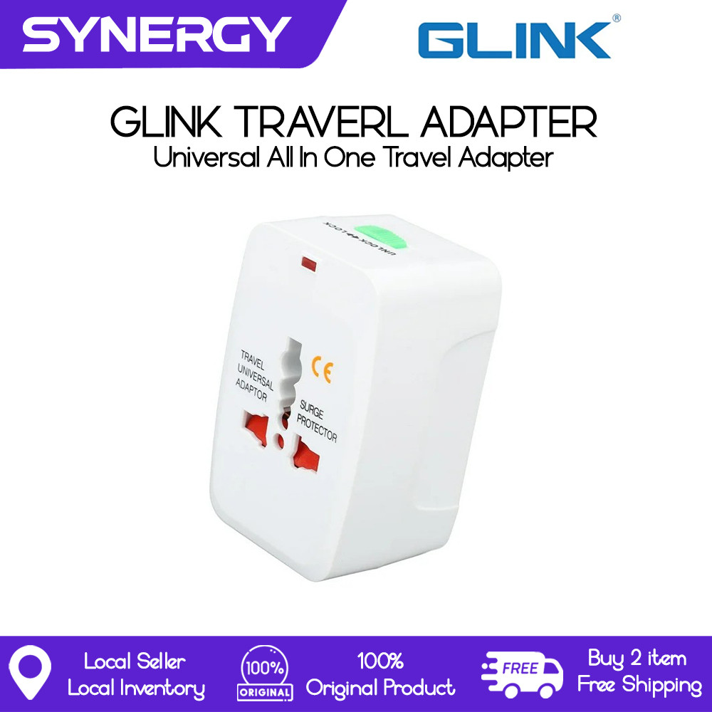 Glink Universal Travel Adapter with Surge Protection, Safety Shutter ...