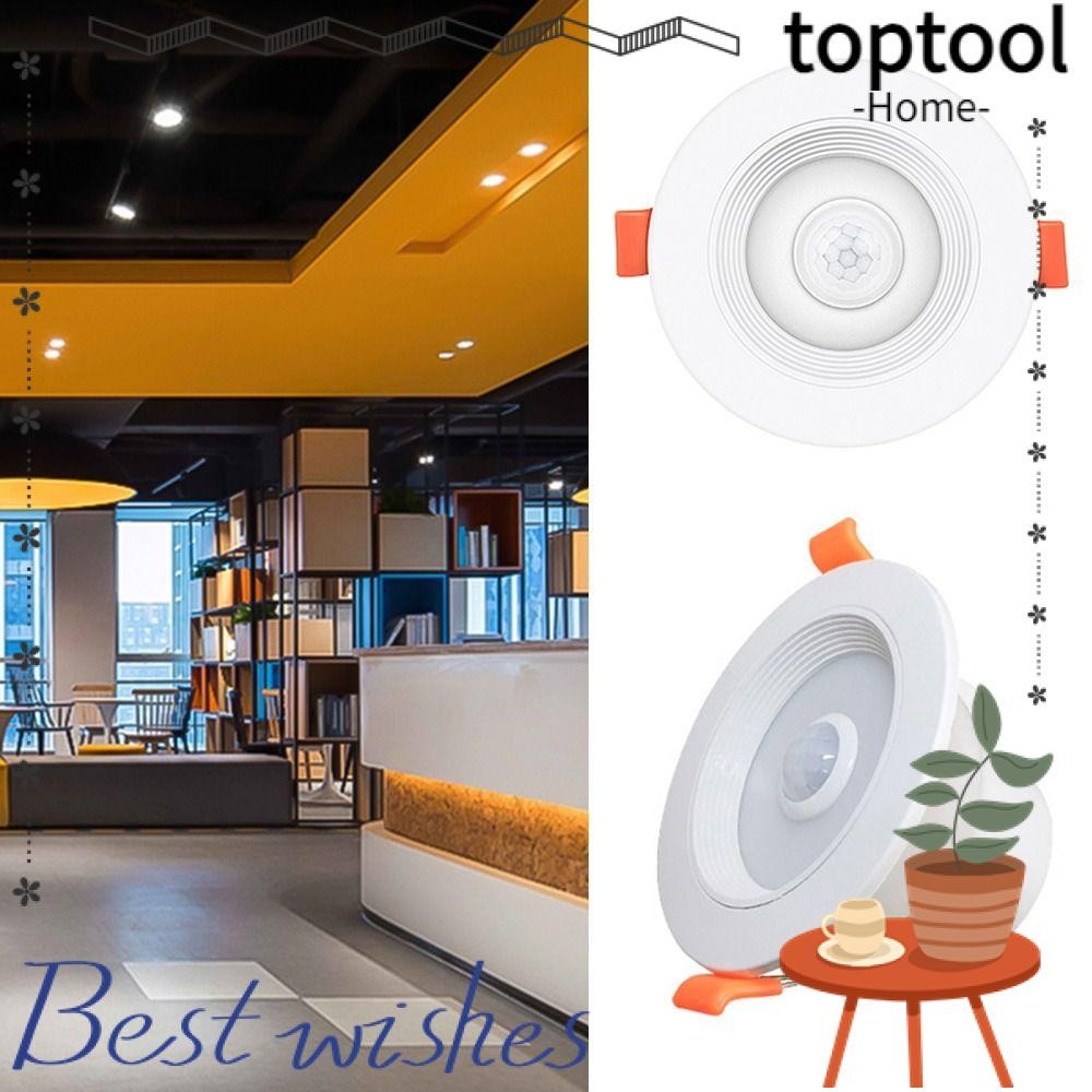 TOPTOOL LED Ceiling Light Round Recessed Spot Light for Corridor Aisle Human Sensor Light ...