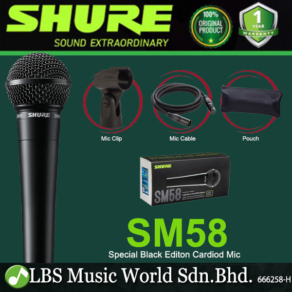 Shure SM58-LC Handheld Dynamic Vocal Microphone Mic Clamp Cable tie and Pouch (SM58 SM58LC ...