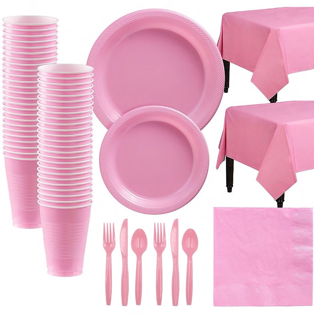 Pink Theme Birthday Party Disposable Cutlery Paper Plate Cup Party ...