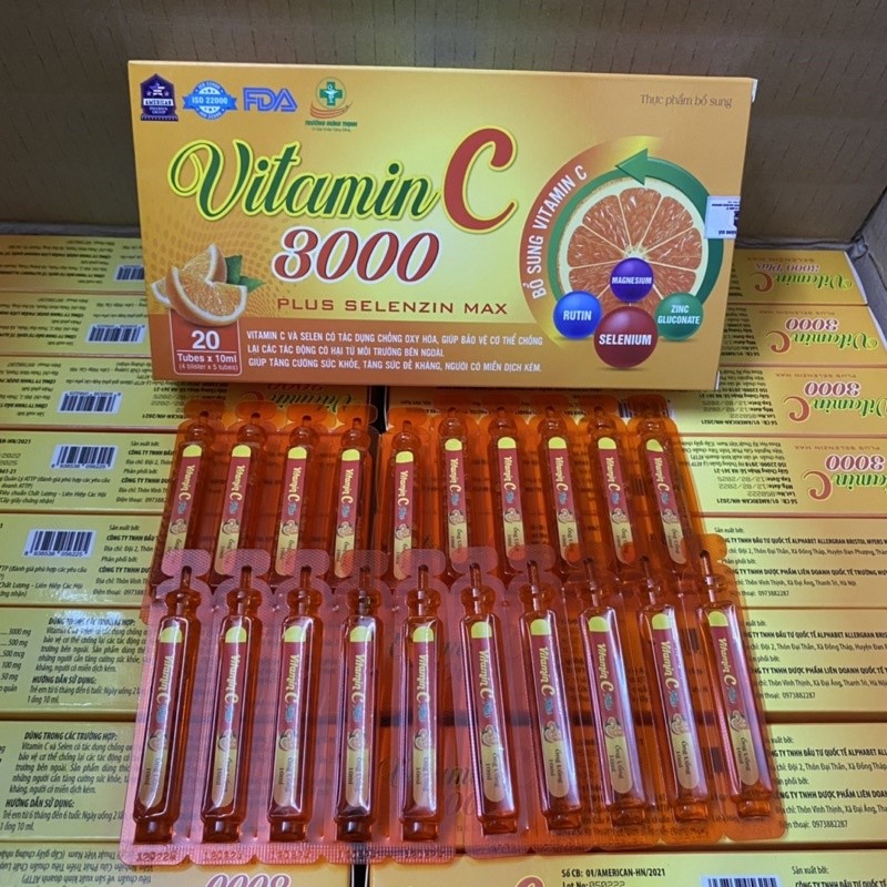 Vitamin C 3000 Plus Selezin Max Syrup - Box of 20 tubes - Vitamin C ...