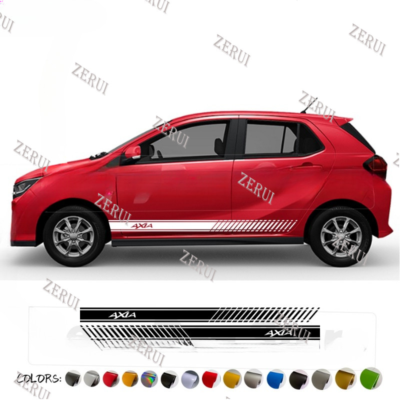 ZR For 2Pcs Car Door Side Skirt Stickers for Perodua Axia 2014-2023 ...