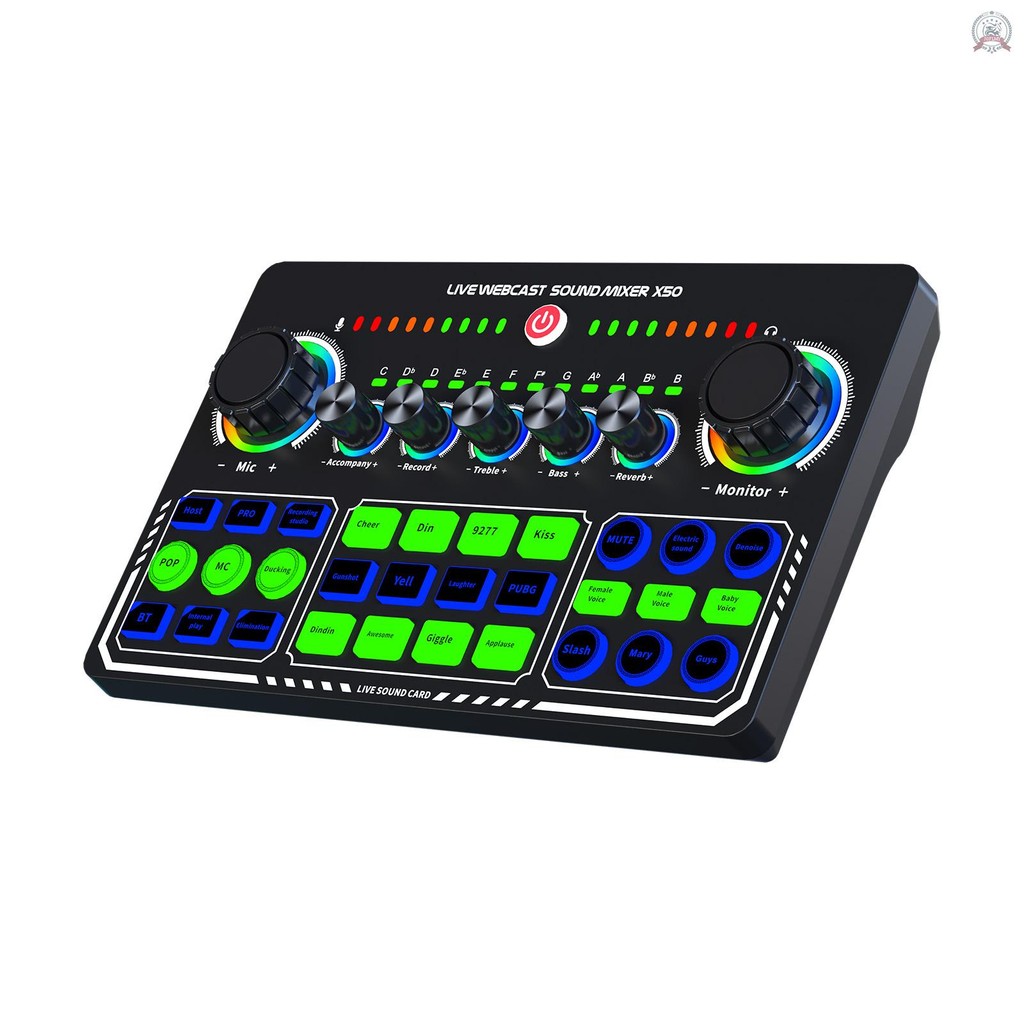 Live Sound Card Audio Mixer Recording Desktop Singing BT Power Supply ...