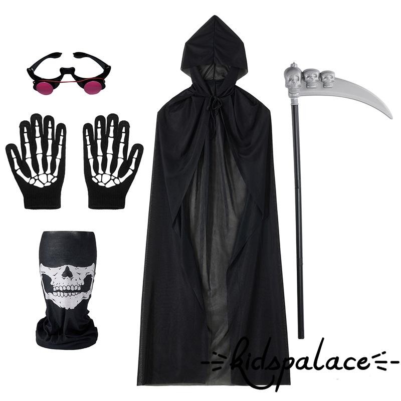 BbQ-Halloween Cloak Costume for Kids & Adults Death Grim Reaper Horror ...
