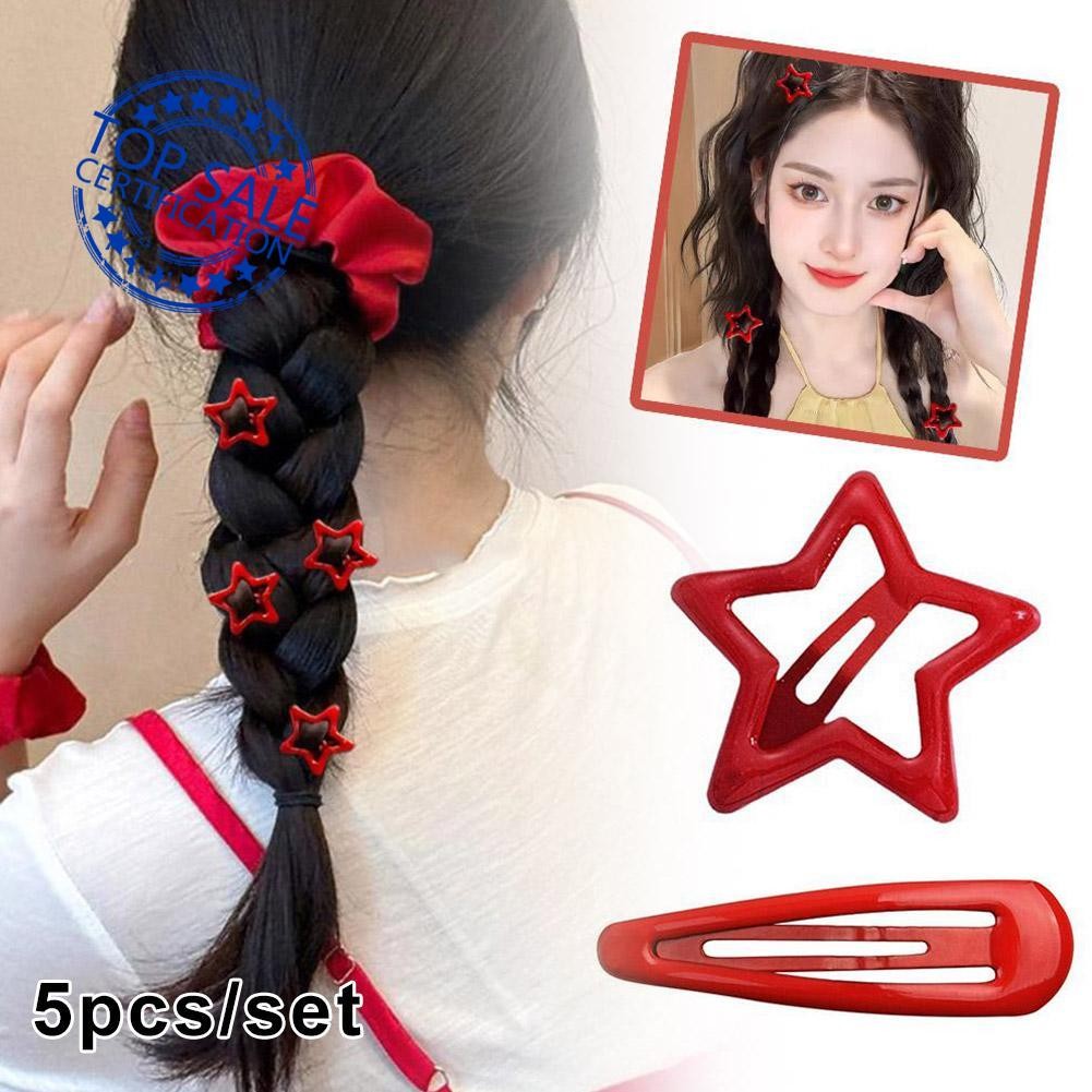Red Color Star Hair Side Clip Cute Mini Bangs Hair Clip V3u5 | Shopee ...