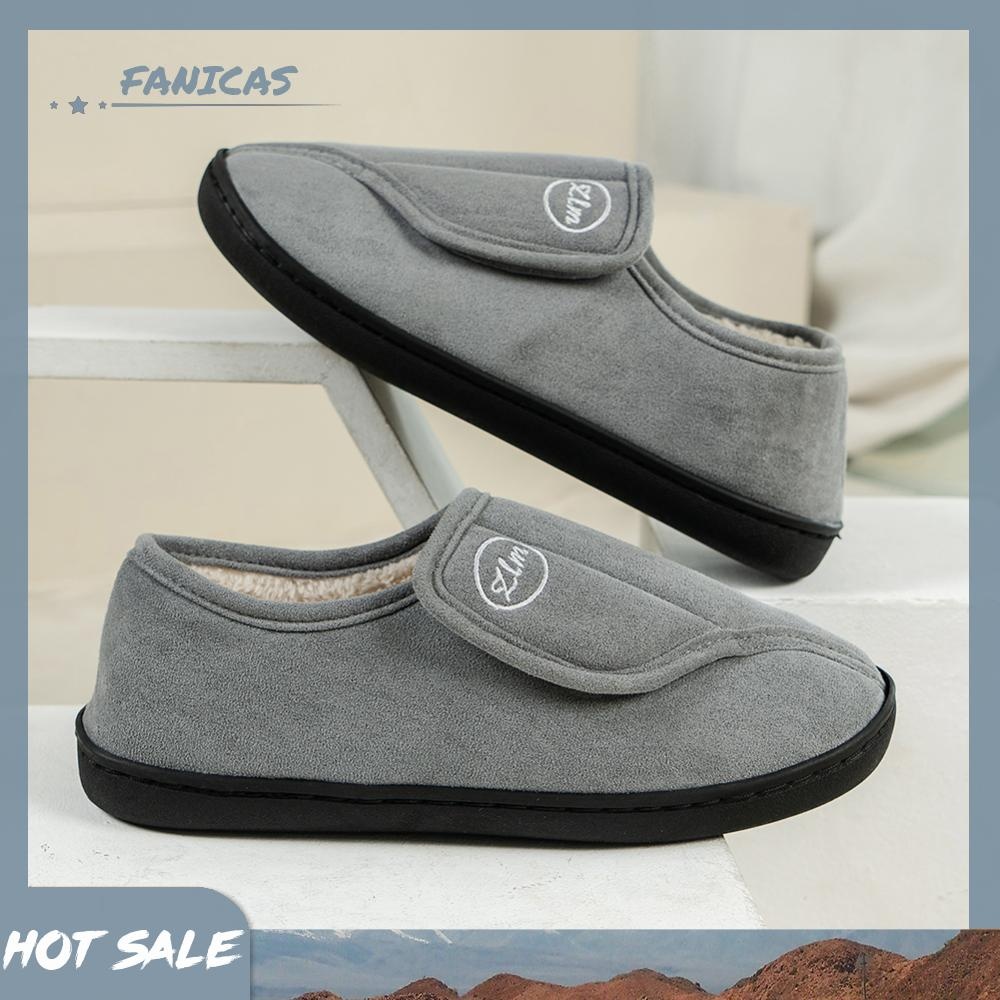 [Fanicas.my] Slippers for Men Suede Comfy Warm Plush Slip-on Shoes for ...