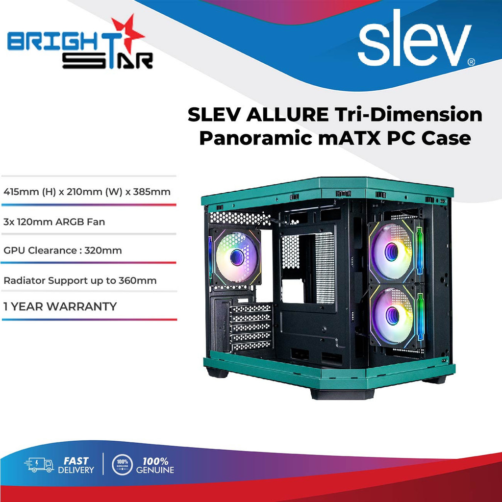 SLEVCASE ALLURE Tri-Dimension Panoramic MATX PC Case | Shopee Malaysia