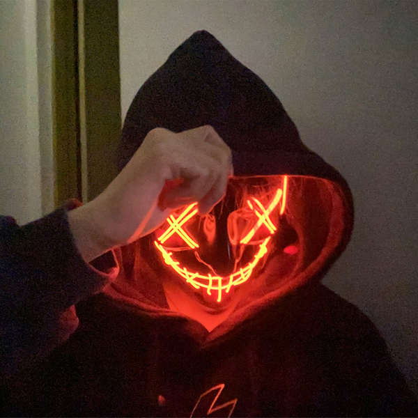 deadpool mask mask halloween Halloween LED Bercahaya Topeng V-perkataan ...