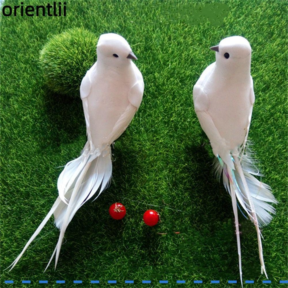 ORIENTLIIY Long tail white dove Artificial Foam Bird Ornament Garden ...