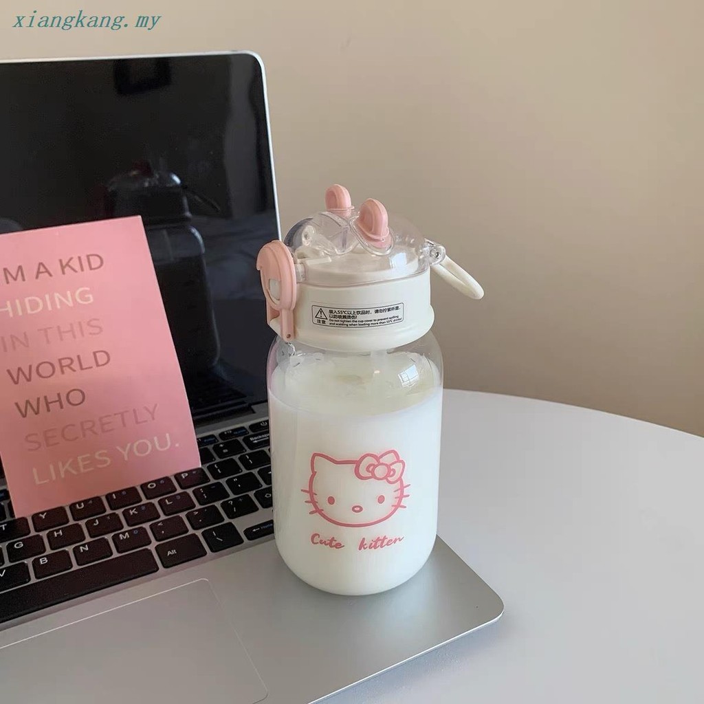 500ML Sanrio Hello Kitty Water Bottle with Straw botol air viral Cute Cartoon Water Bottle with ...