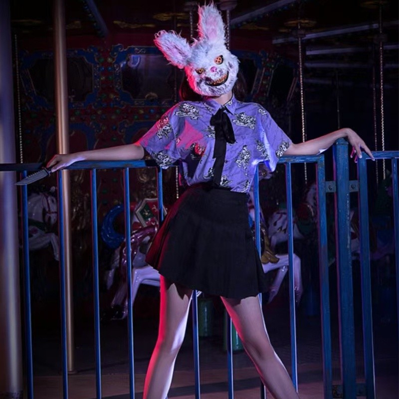 Bloody Rabbit Headgear Halloween Mask jk Demon Full Face Plush Photo ...