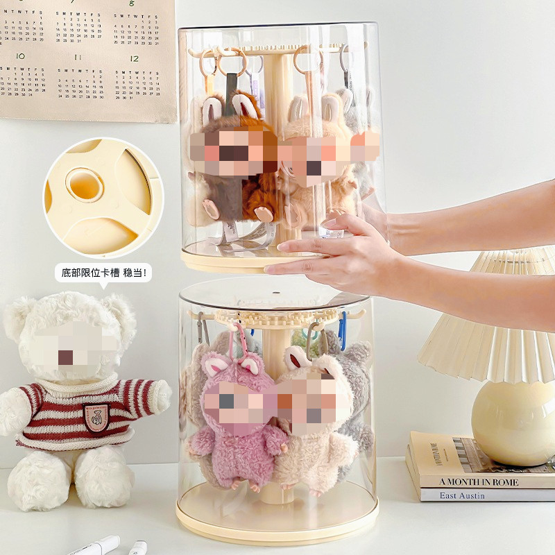 Cute Plush Doll Box Cartoon Removable Transparent Rotating Doll Display ...