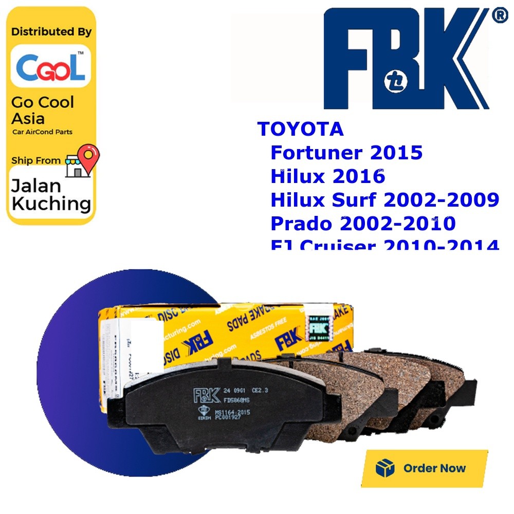 FBK Fortuner 2015 Hilux 2016 Front Disc Brake Pad GUN155 GUN165 GUN125 ...