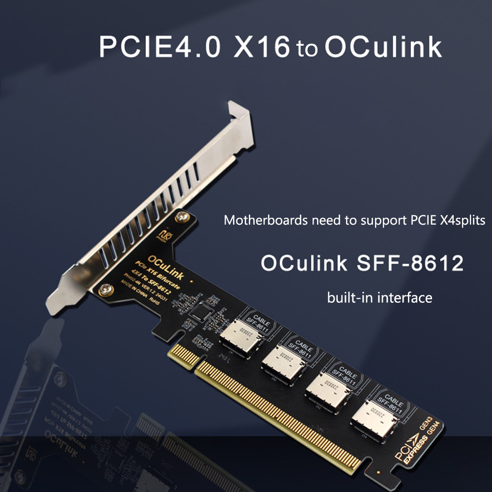 PCI-Express4.0 16x PCIE Detachable To 1/4 Oculink Split Bifurcation ...