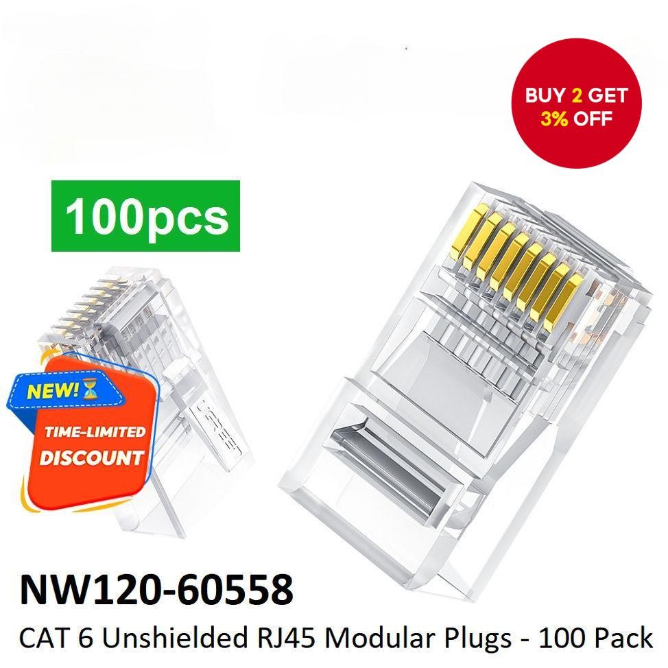 100Pcs NW120 CAT6 Connector Plug Unshielded RJ45 Network for UTP CAT6 Gold Plated | Shopee Malaysia
