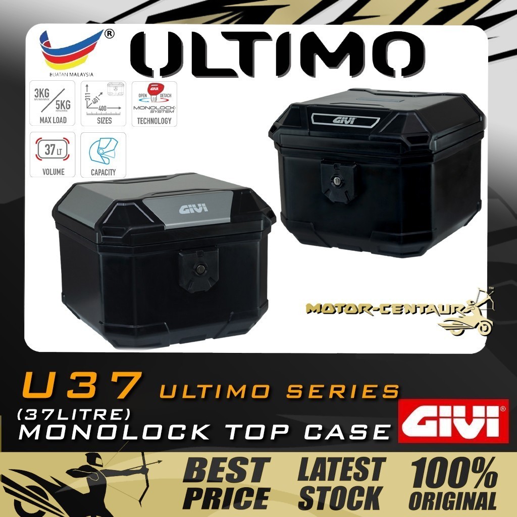 KOTAK/BOX GIVI MONOLOCK TOP CASE ULTIMO/ULTIMO+ 37 LITRE (U37,U37N,U37N+) | Shopee Malaysia